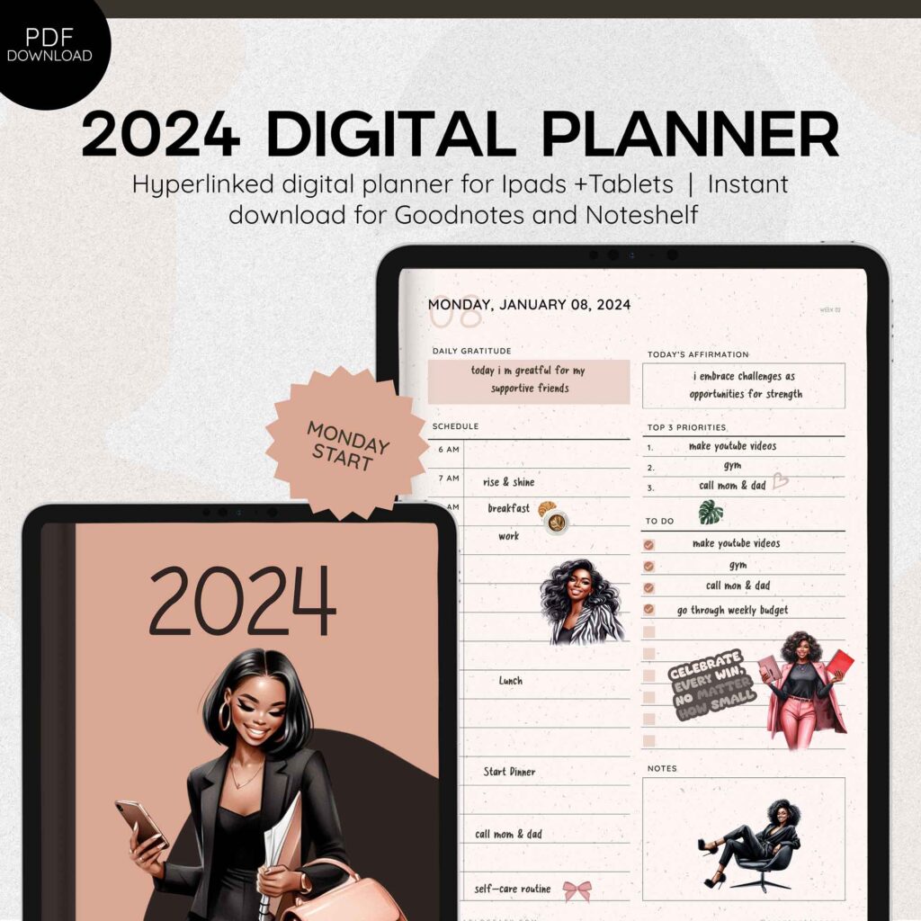 2024 Digital Planner Black Girl Magic - Create A Blog Easy